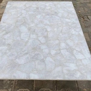 White Agate Stone Table Top / White Quartz Countertop Table / Stone ...