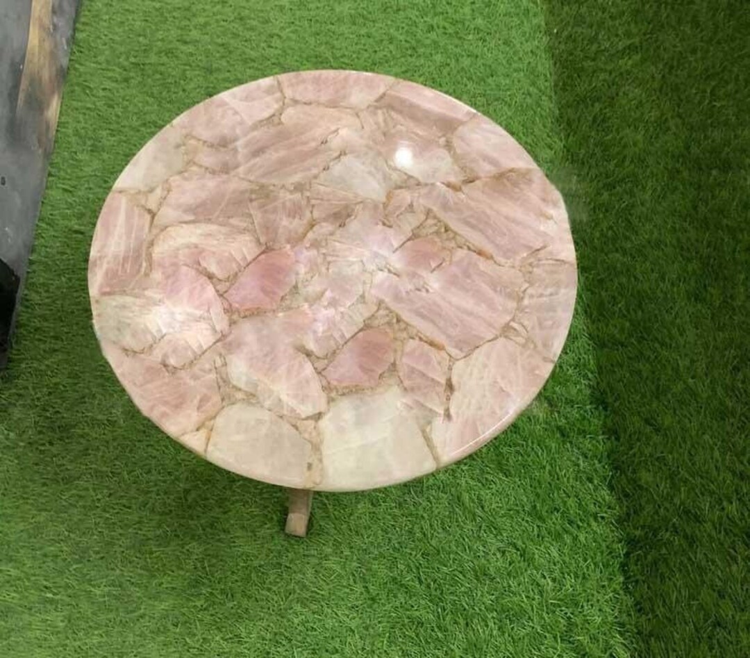 Pink Rose Quartz Round Table Top for Patio Home Decor - Etsy