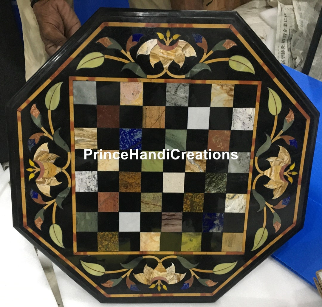 Marble Black Chess Mosaic Chess Board Inlay Chess Table - Etsy
