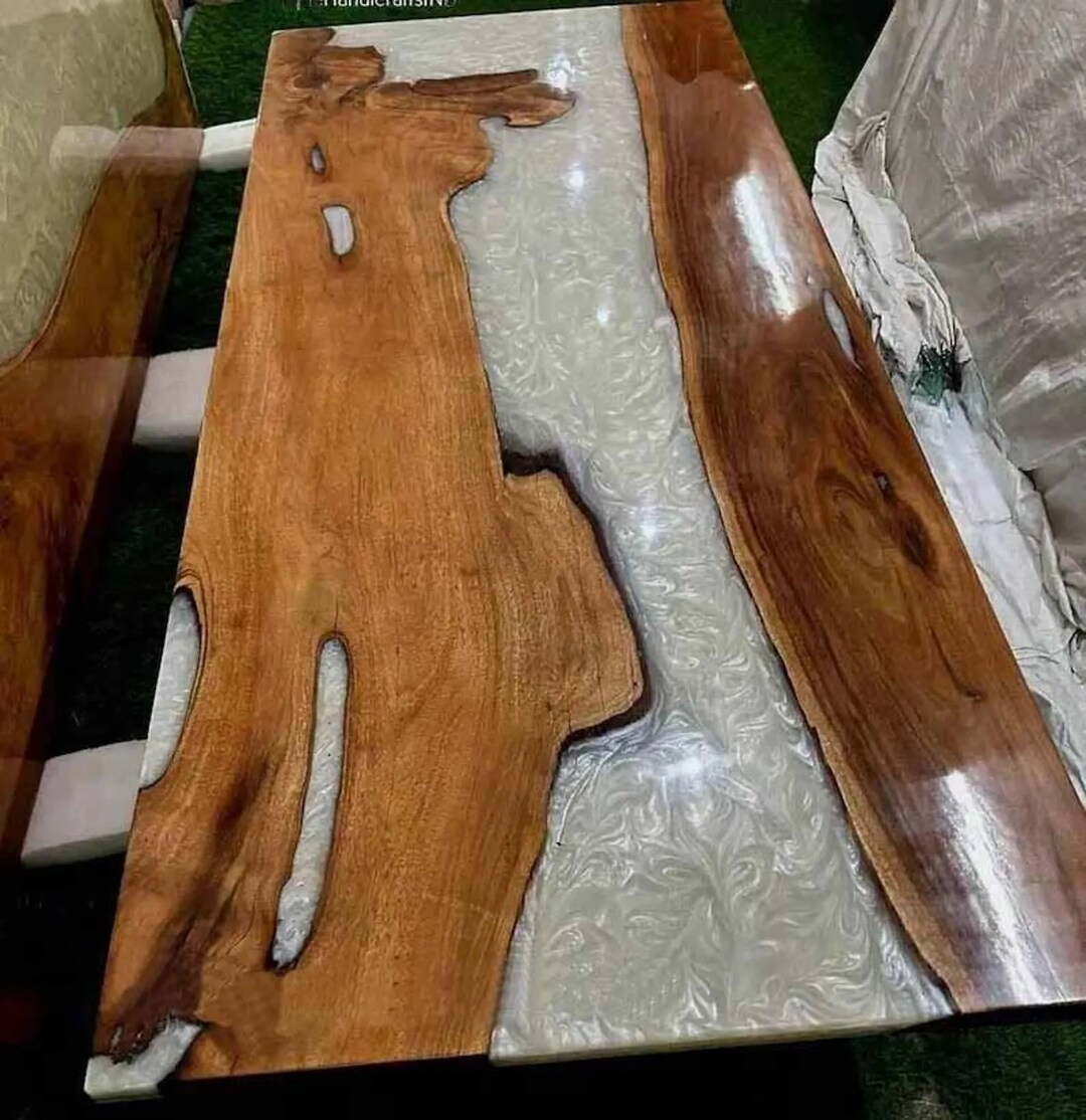 White Epoxy Table Top, Farmhouse Table, Office Meeting Table, River ...