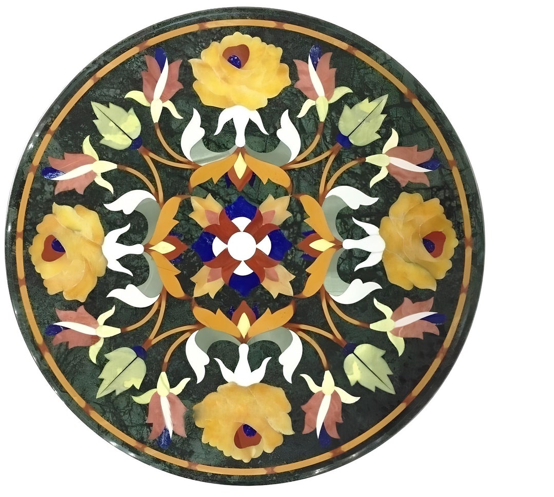 Elegant Green Marble Coffee Table Tops Semi Precious Pietradura Floral ...