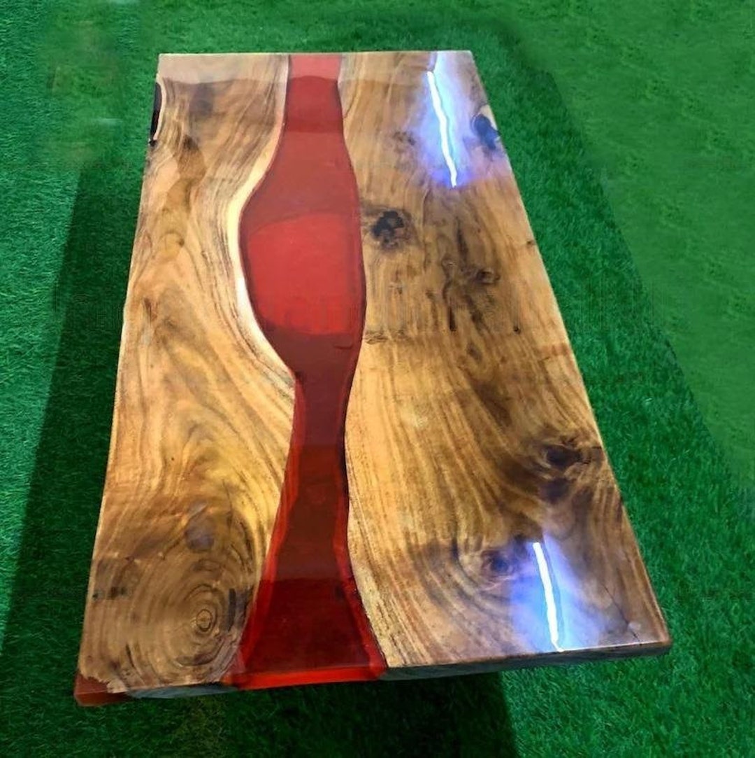 Red Epoxy Table, Dining, Sofa, Center Table Top Live Edge Walnut Table ...