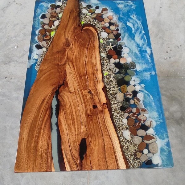 Wood and Rock Epoxy Table - Etsy