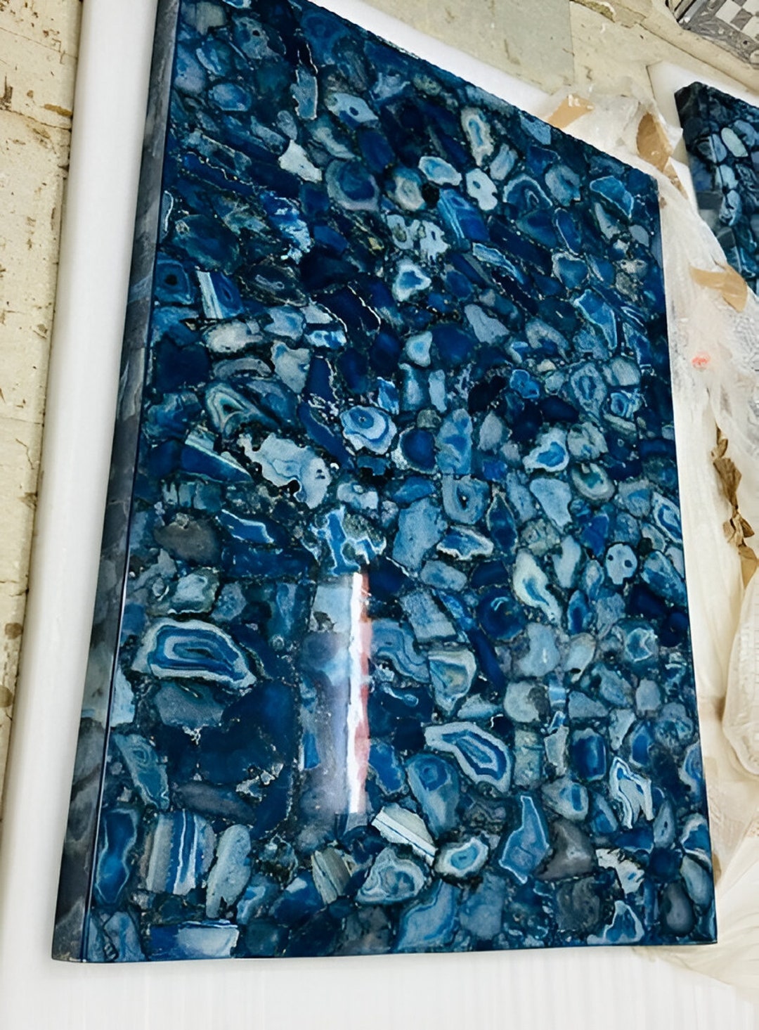 Natural Blue Agate Table Top, Stone Dining Table, Backlit Slab ...