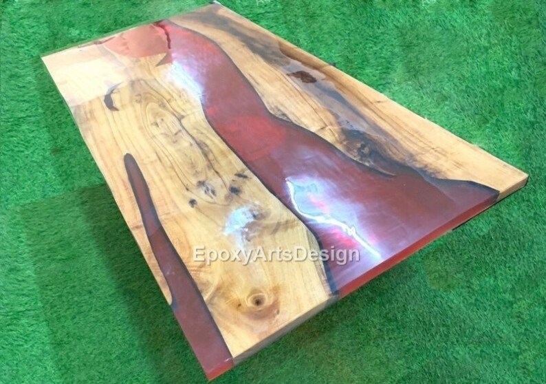 Handmade Red Epoxy Table Tops, Conference Room Table, Natural Resin ...