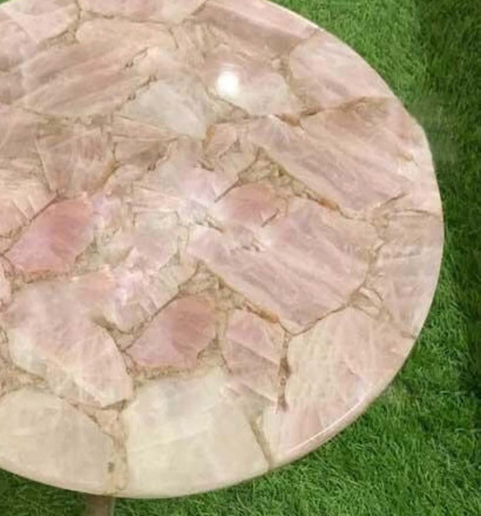 Pink Rose Quartz Round Table Top for Patio Home Decor - Etsy