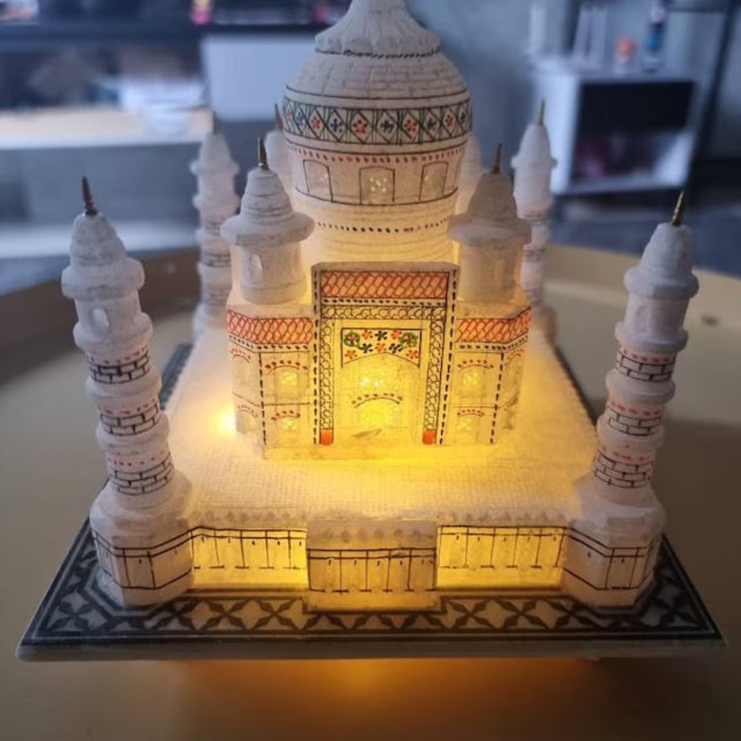 Handmade White Marble Taj Mahal Replica: 6" Miniature Souvenir - Etsy