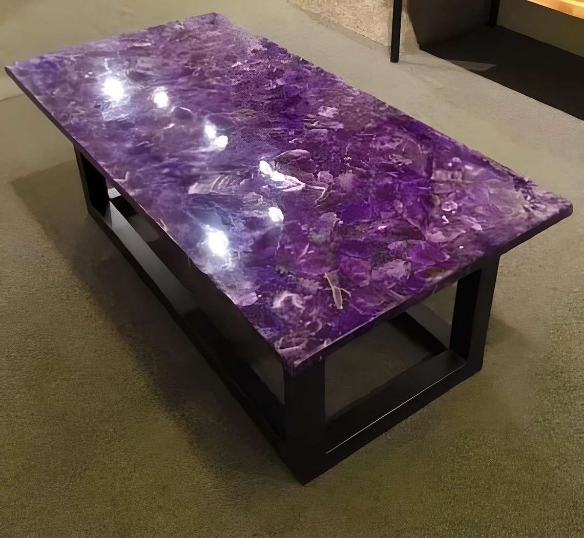 Rectangular Shape Amethyst Stones Countertop / Dining Table - Etsy
