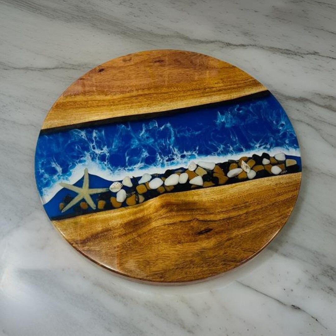 Ocean Blue Epoxy Acacia Wood Coffee Table - Live Edge Center Table - Etsy