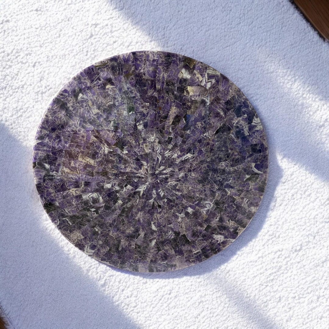 Amethyst Coffee Table Round Custom Unique Healing Gemstone Handmade ...
