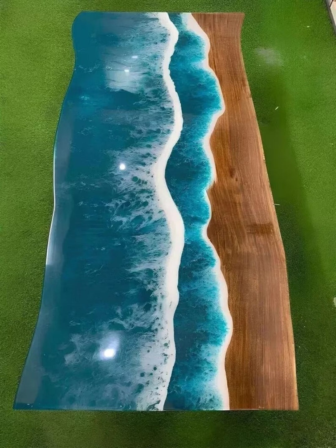 Ocean Beach Epoxy Table Handmade Acacia Wooden Made to Order Resin ...
