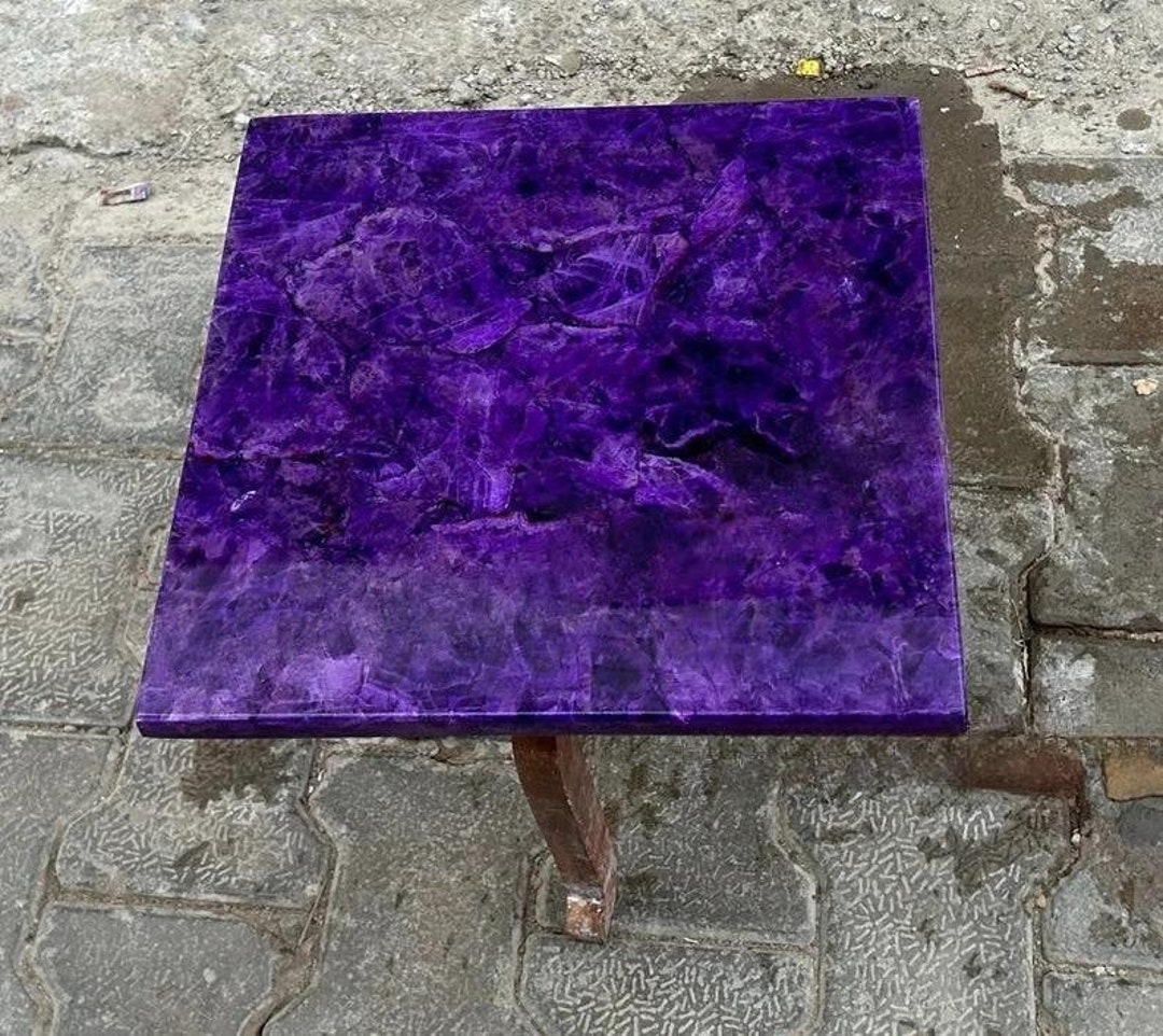 Square Coffee Table, Amethyst Table Top, Custom Size Dining Table ...