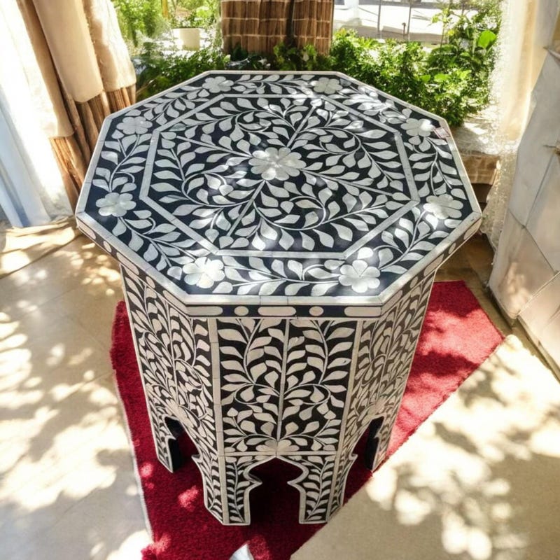 Bone Inlay End Table - Etsy