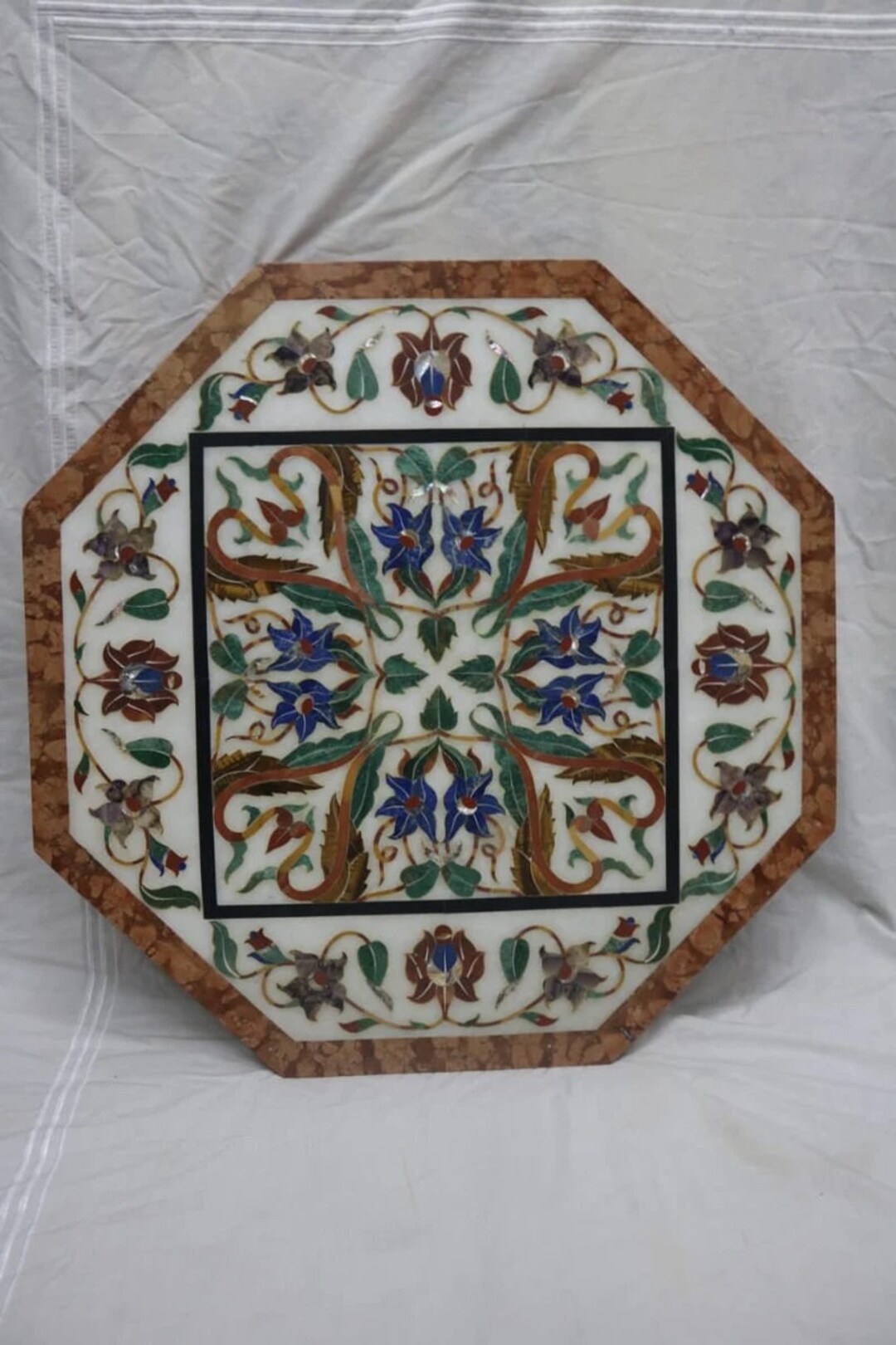 42" Marble Console Table Top Stunning Semi Precious Inlaid Stone Home ...