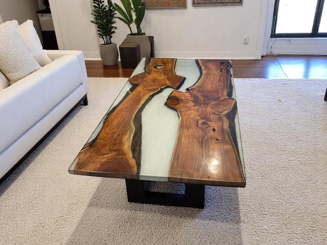 Custom Epoxy River Coffee Table: Farmhouse Wood Dining Table - Etsy