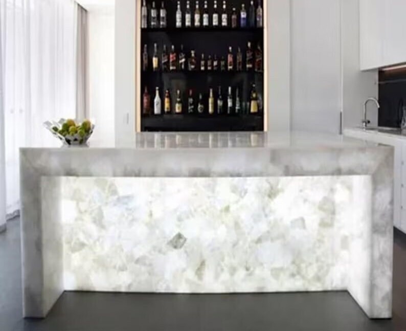 White Quartz Stone Table, Bar Countertop, Agate Dining Table, Agate ...