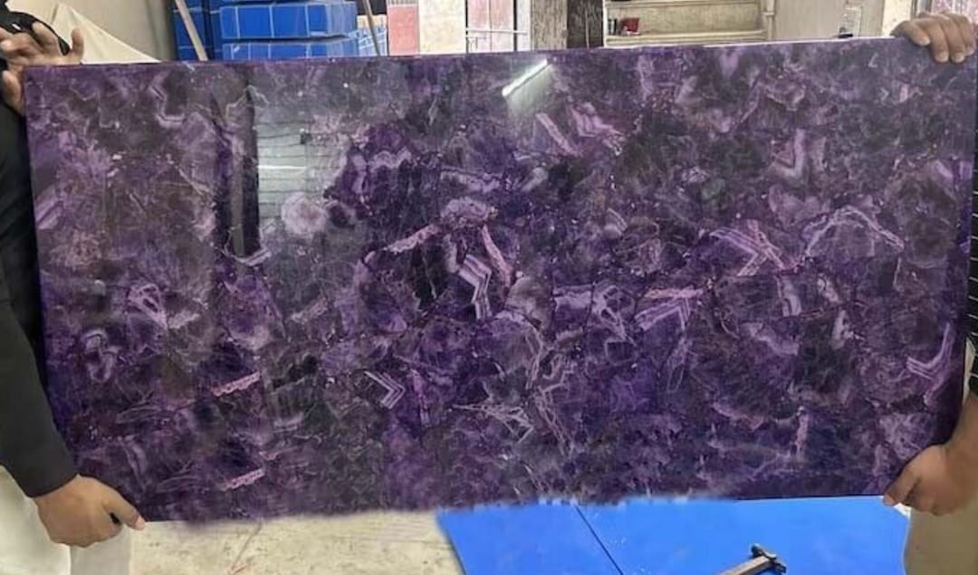 Amethyst Kitchen Slab Countertops/ Purple Dining Table / Modern Sofa ...