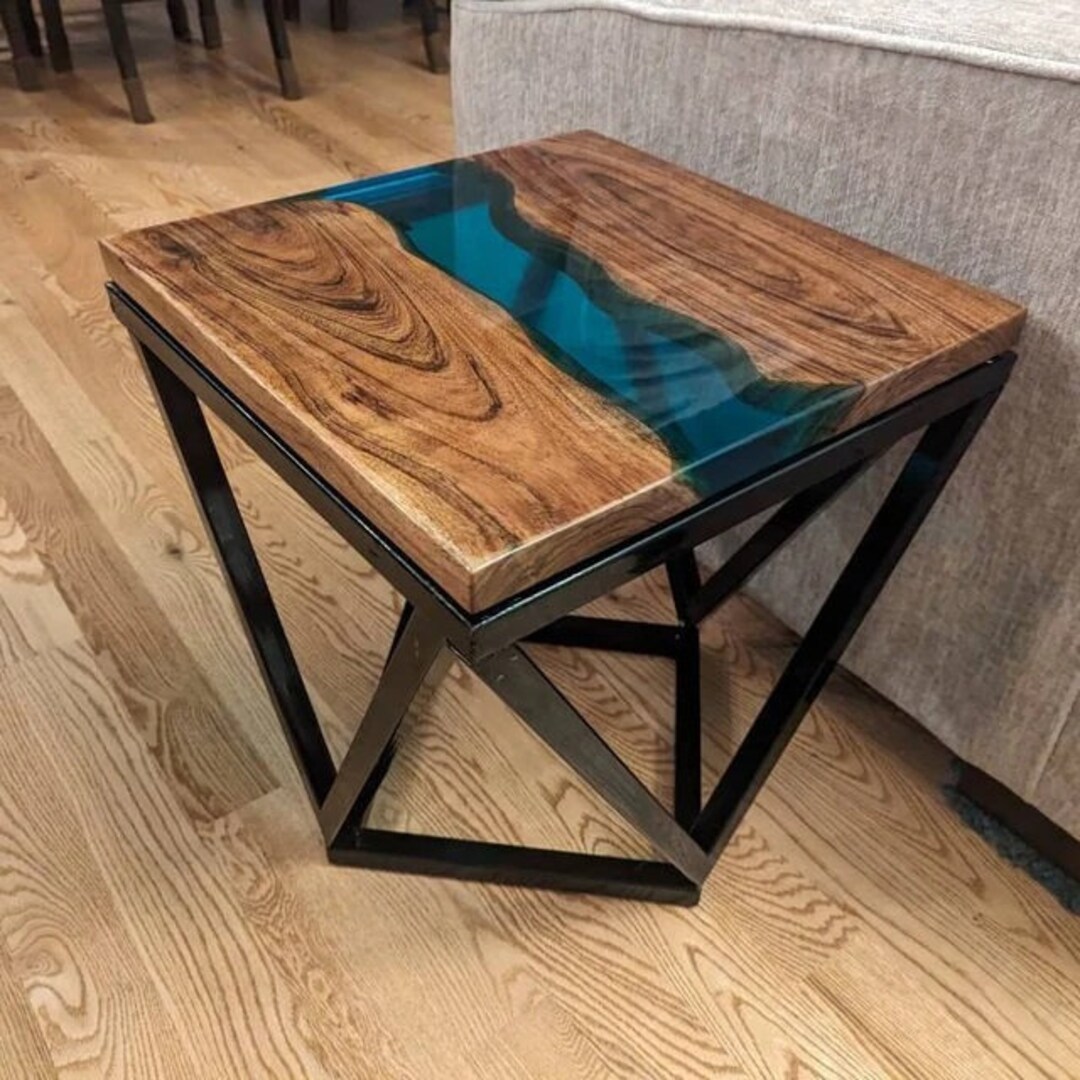 Epoxy Table Top, Square Resin Table, Wooden Dining Table, River Side ...