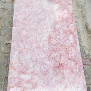 60"x36" Stone Dining Table Top Handmade Pink Rose Quartz Semi-precious ...