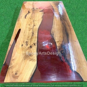 Handmade Red Epoxy Table Tops, Conference Room Table, Natural Resin ...