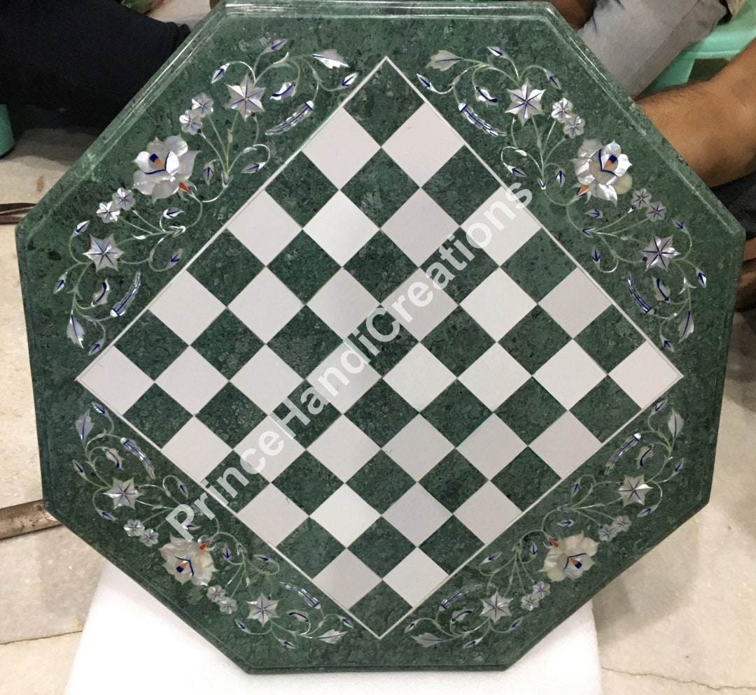 Green Marble Chess, Chess Board, Inlay Chess Board, Handmade Chess ...