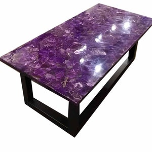 Rectangular Shape Amethyst Stones Countertop / Dining Table, Handmade ...