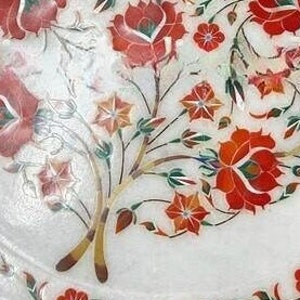 Marble Round Center Table Top Handmade Floral Carnelian Inlaid Home ...