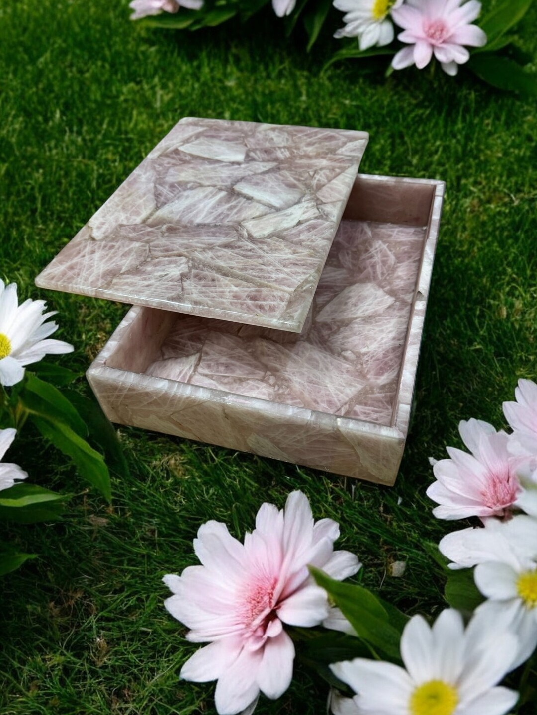 Rose Quartz Box, Jewelry Storage Handmade, Valentine's Gifts ...