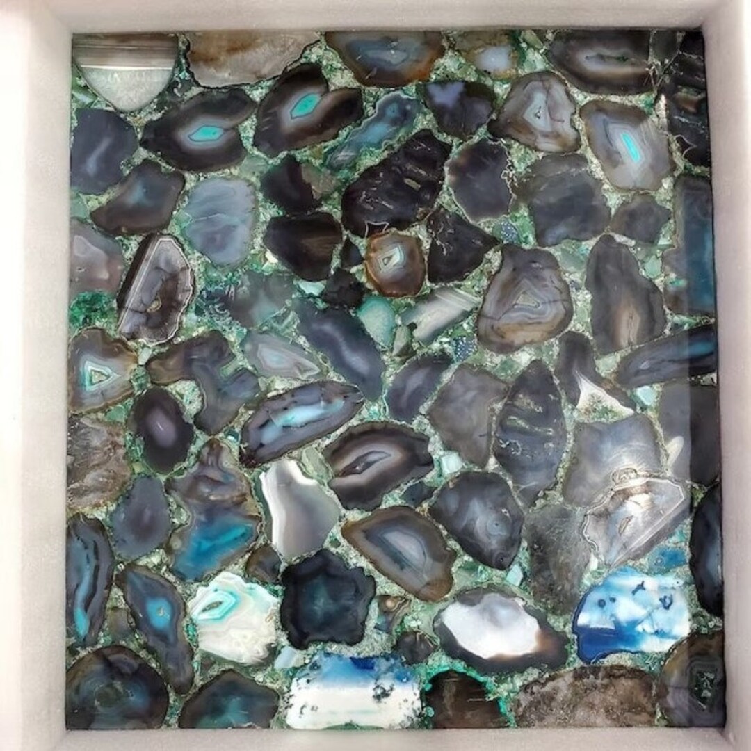 Square Agate Side Table Top: Natural Gemstone Home Decor - Etsy