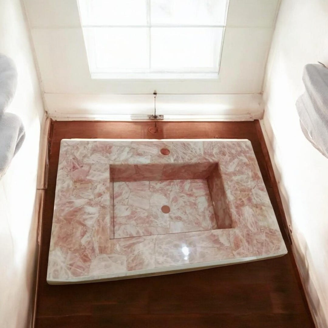 Rose Quartz Stone Wash Basin, Bathroom Vanity Tops Sink, Rectangular ...