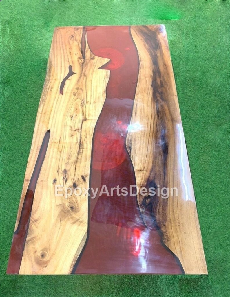 Handmade Red Epoxy Table Tops, Conference Room Table, Natural Resin ...