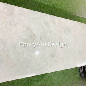 Handmade White Quartz Stone Table Top: Agate Dining & Kitchen Counter ...