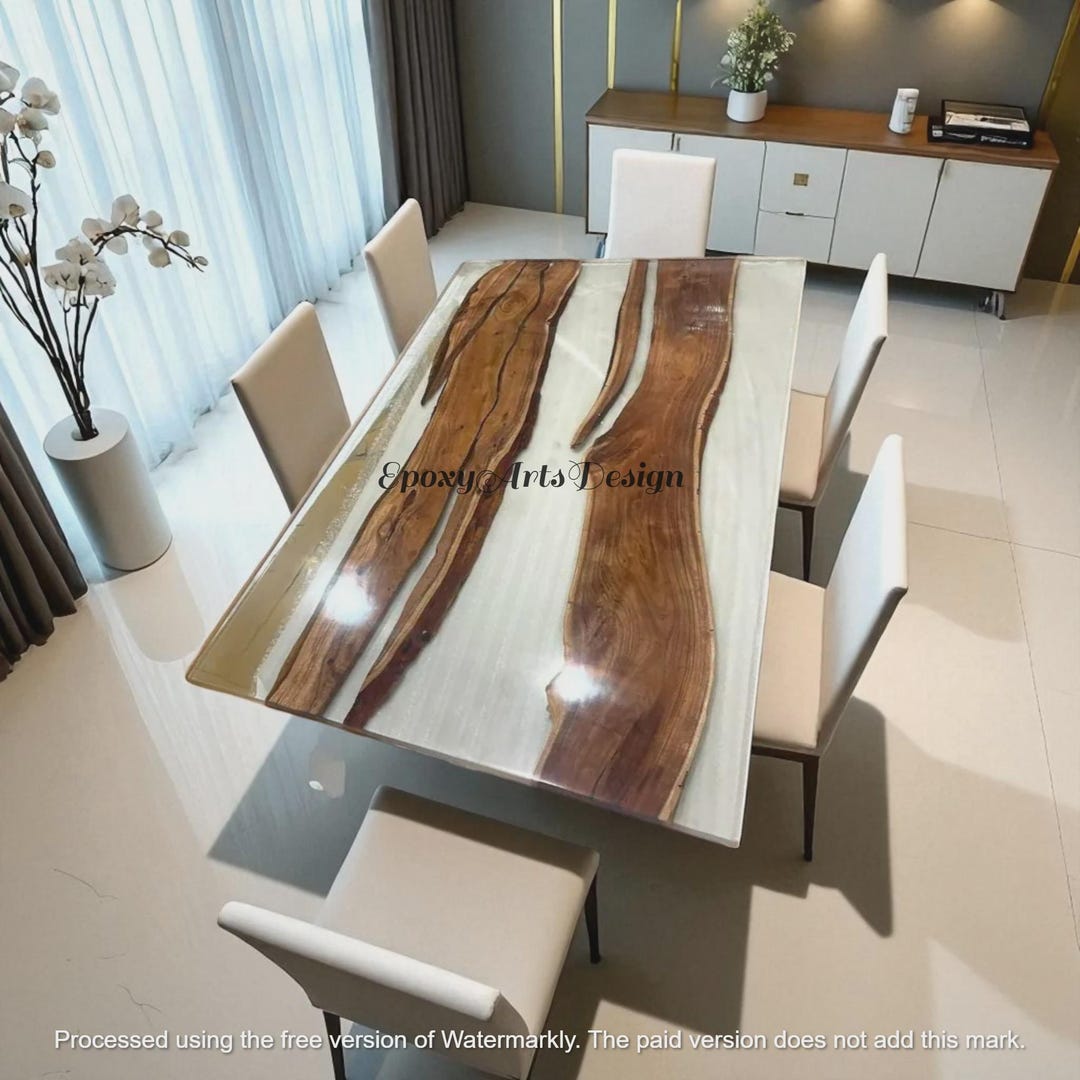 Made to Order White Epoxy Table Top, Resin Dining Table, Handmade ...