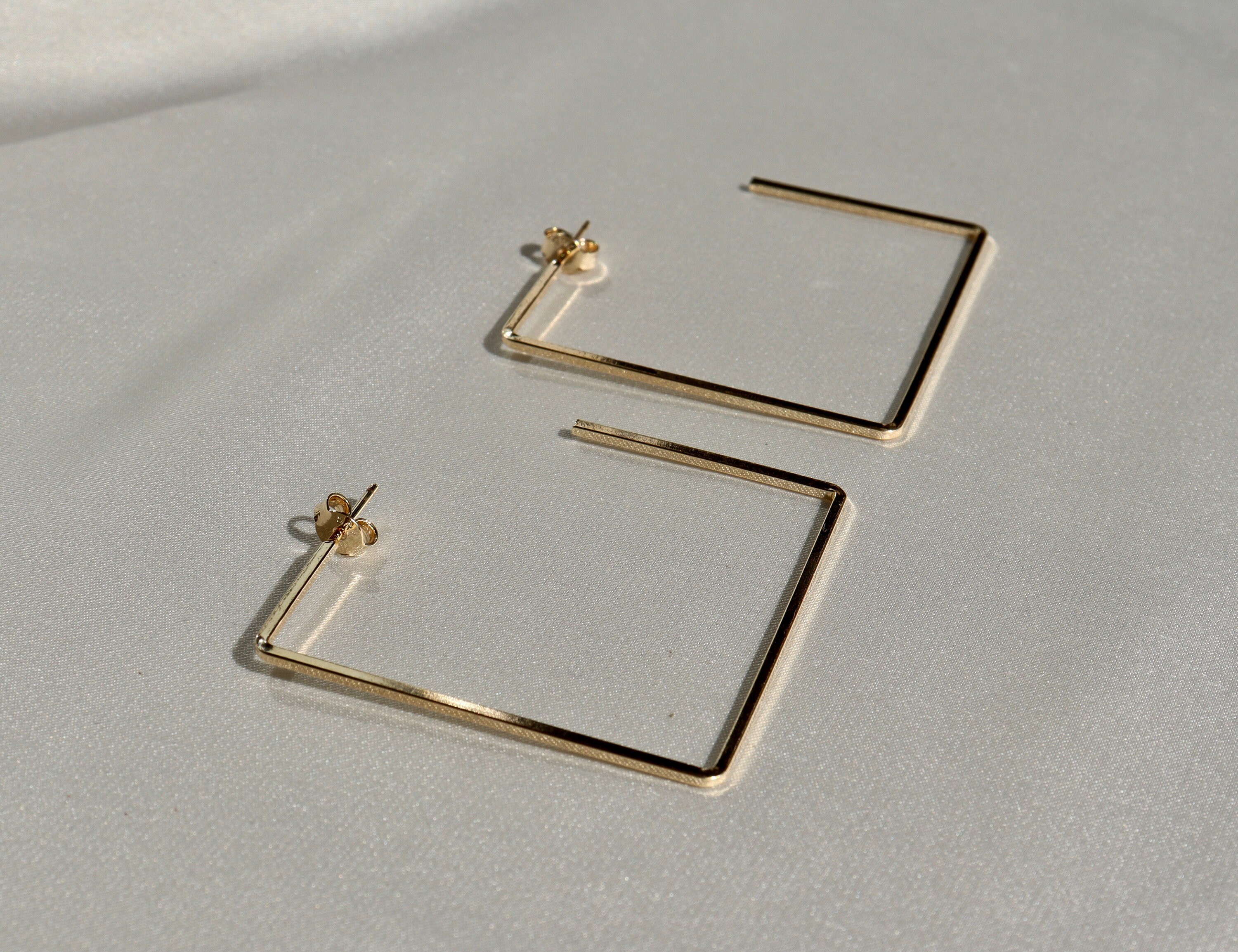 Gold Big Square Hoop Earrings | Open Square Hoops | Large Thin Hoop ...