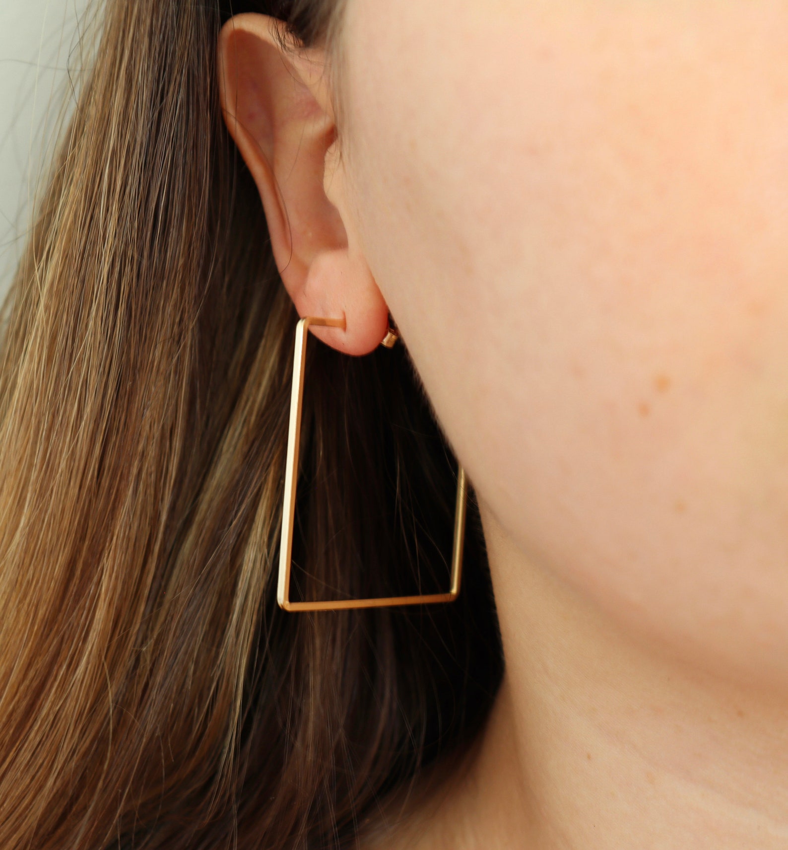 Gold Big Square Hoop Earrings Open Square Hoops | Etsy