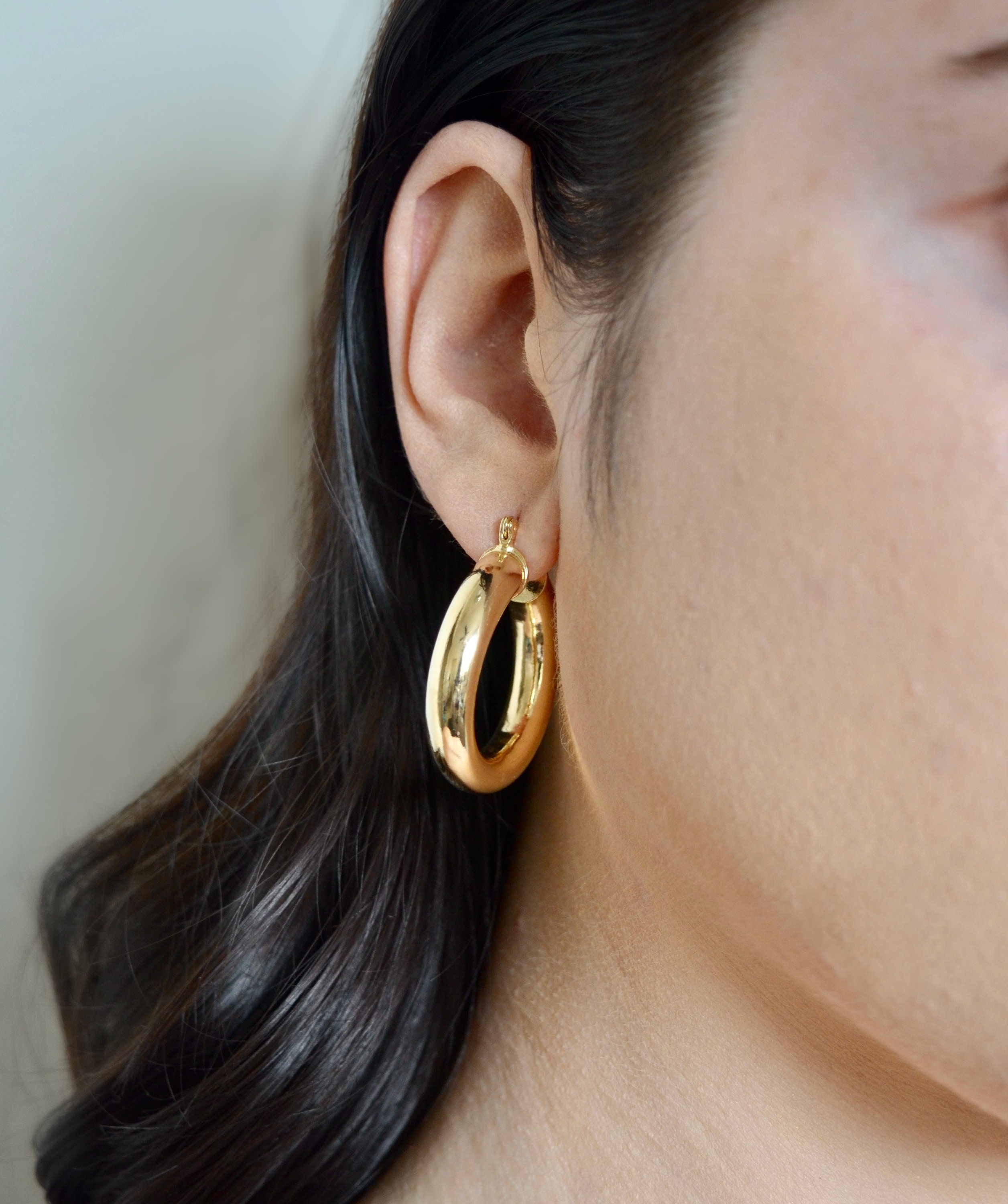 Gold Chunky Hoops Thick Medium Hoop Earrings Statement Hoop - Etsy