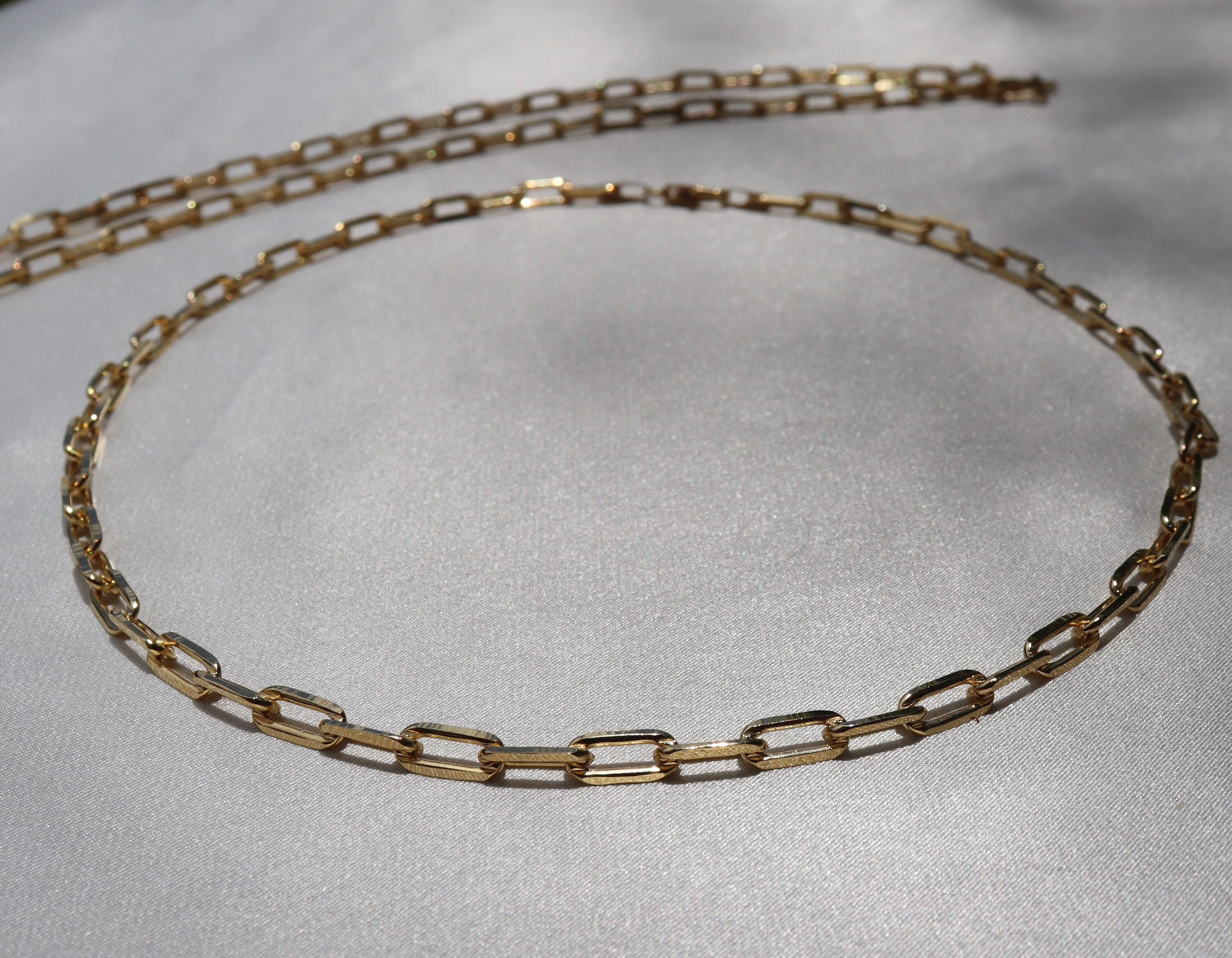 Gold Link Chain Necklace Rectangle Chain Link Necklace - Etsy