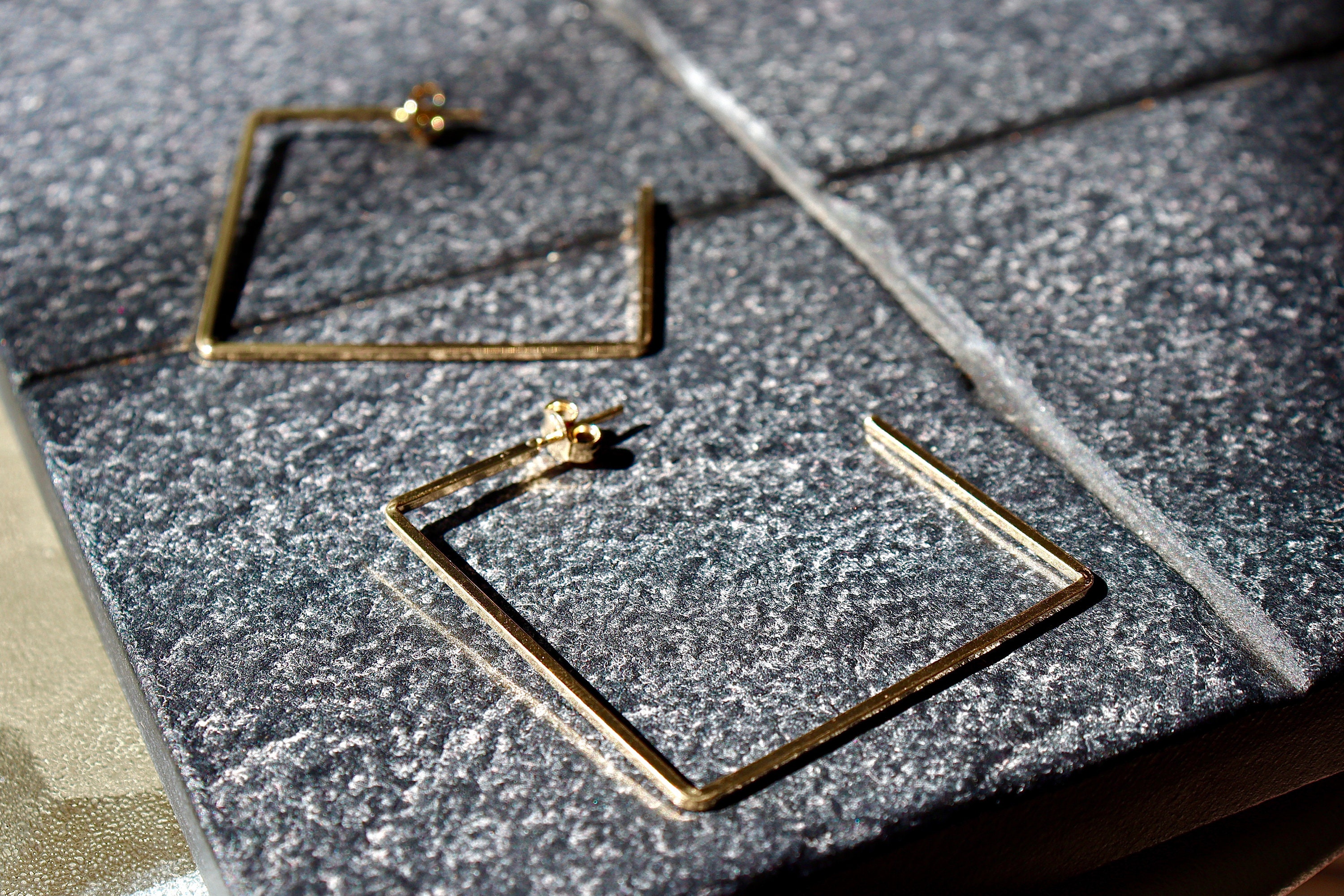 Gold Big Square Hoop Earrings Open Square Hoops | Etsy