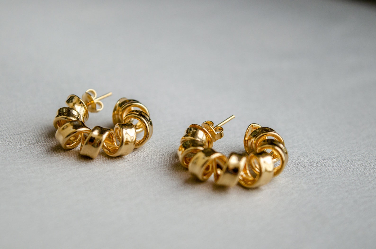 18k Gold Twisted Hoop Earrings Large Twisted Hoop Earrings - Etsy