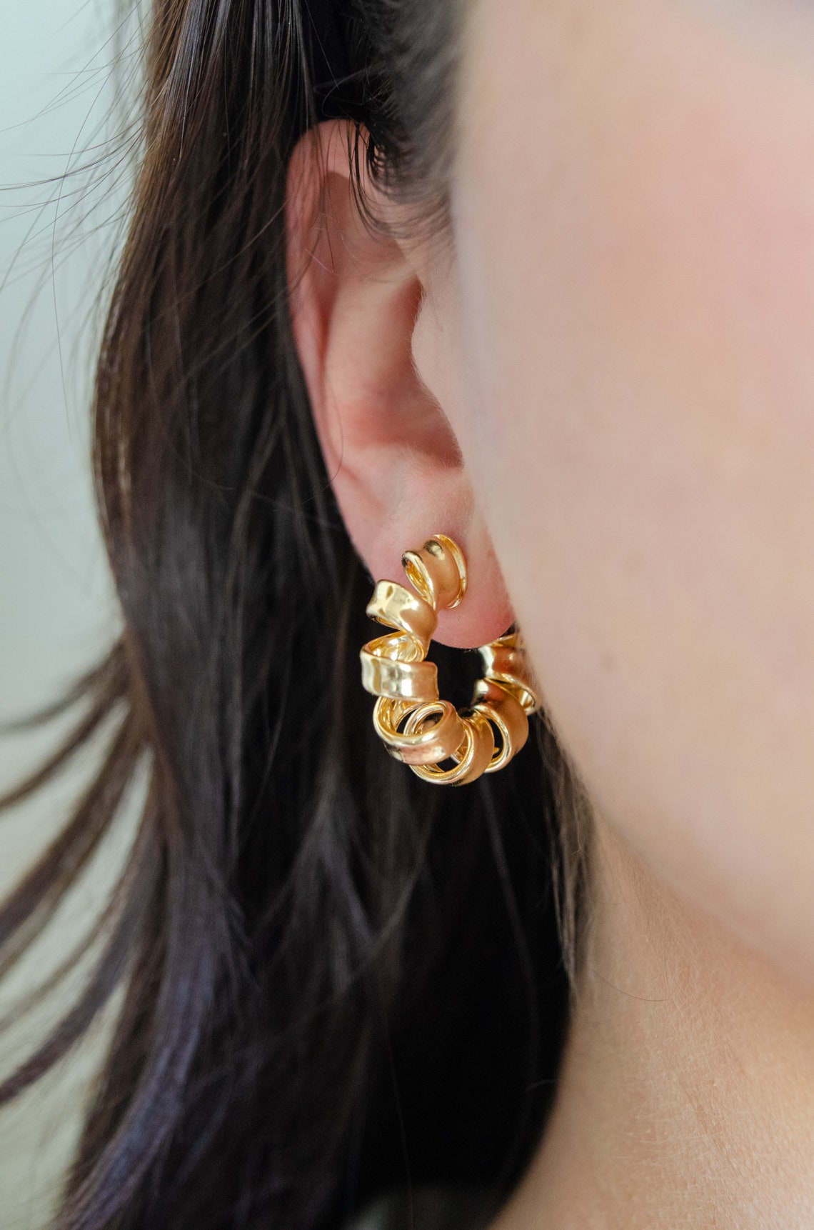 18k Gold Twisted Hoop Earrings Large Twisted Hoop Earrings - Etsy