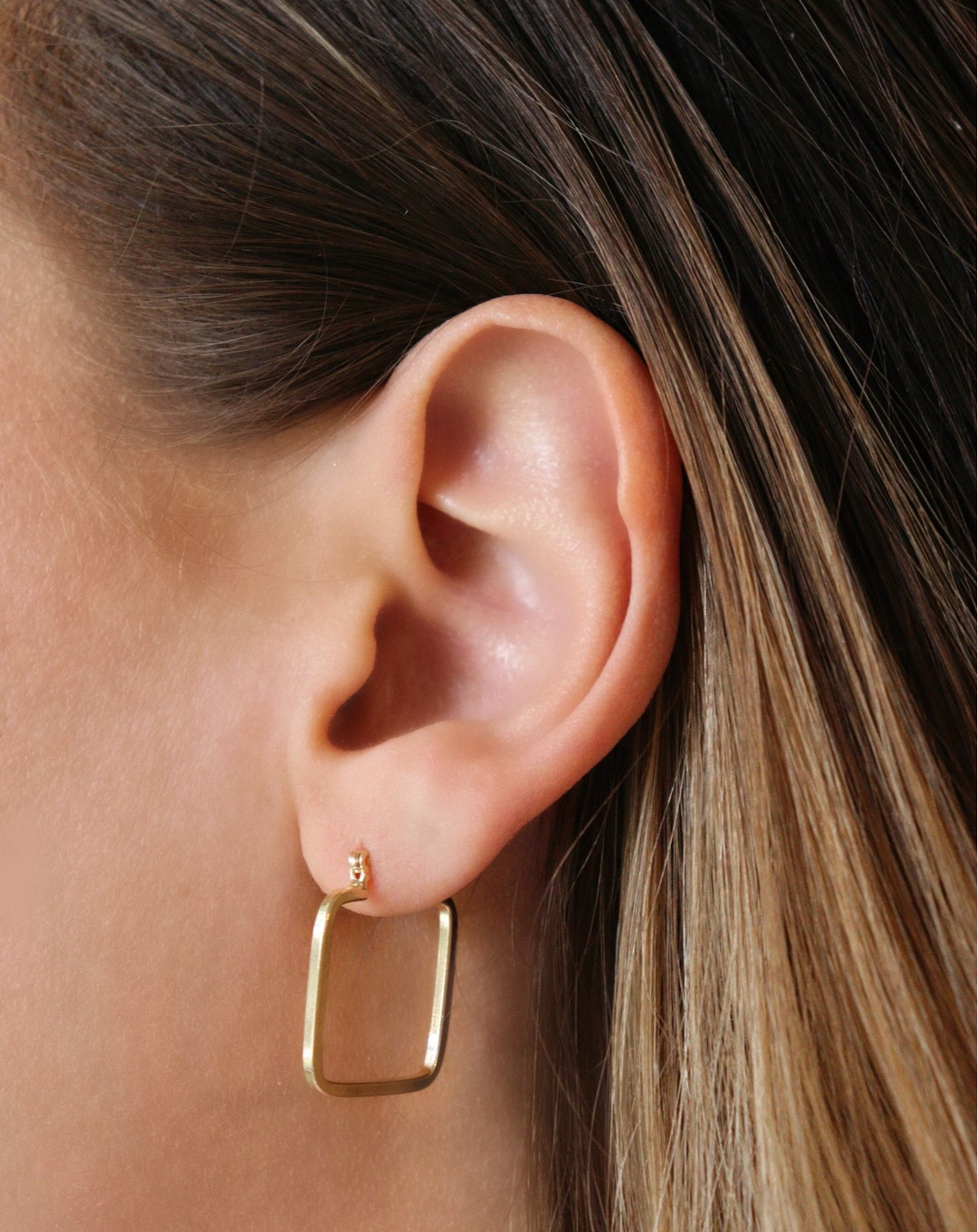 Gold Square Hoop Earrings | Geometric Square Earring | Thin Square ...