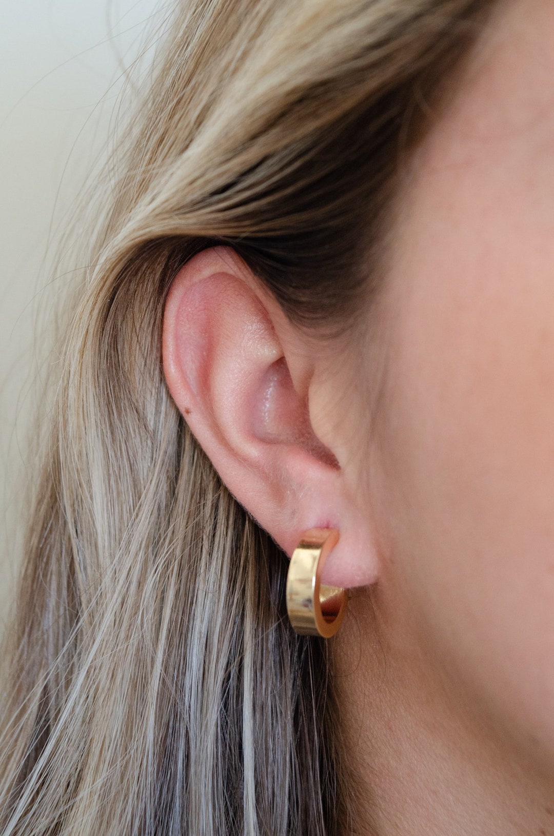 18K Gold Filled Large Open Hoops, Wide Gold Hoop Earring, Gold Hoop ...