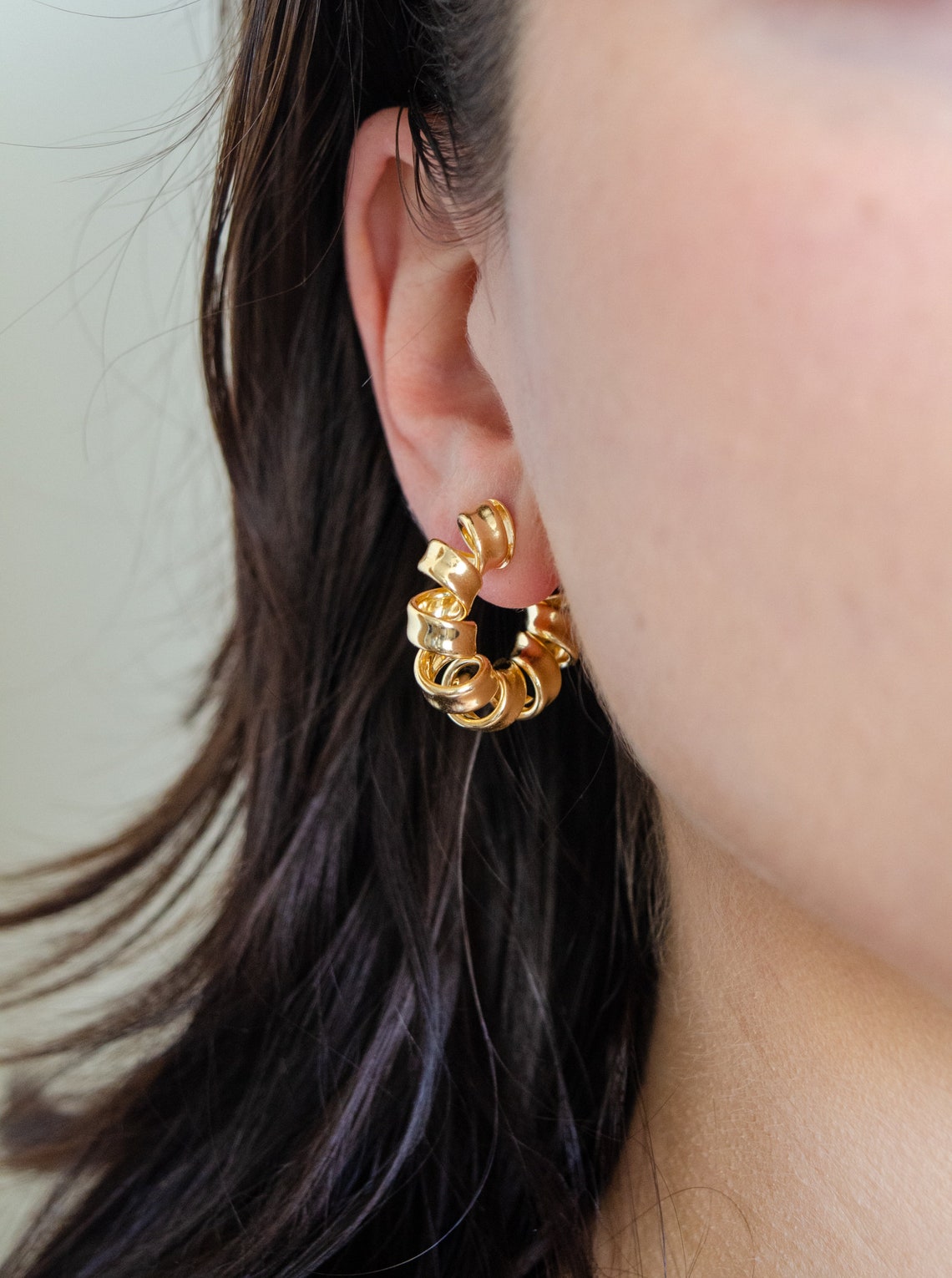 18k Gold Twisted Hoop Earrings Large Twisted Hoop Earrings - Etsy