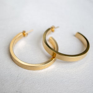 18K Gold Filled Large Open Hoops, Wide Gold Hoop Earring, Gold Hoop ...