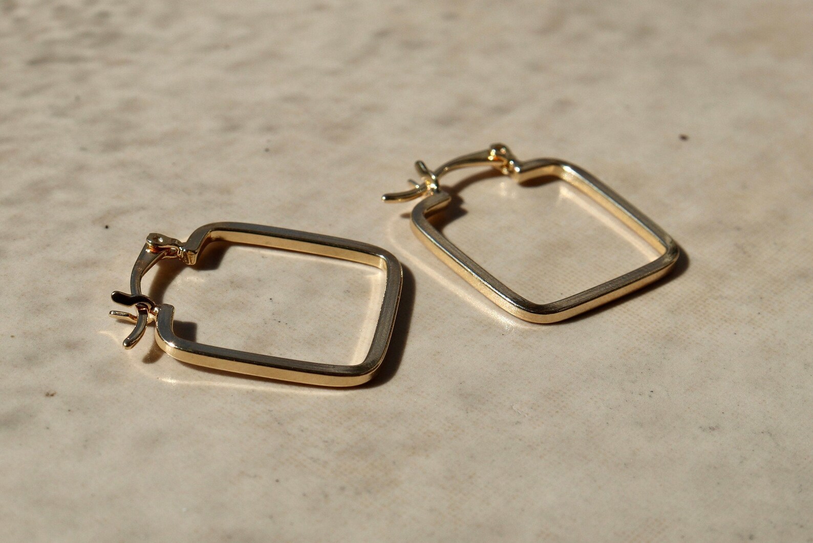 Gold Square Hoop Earrings Geometric Square Earring Thin - Etsy