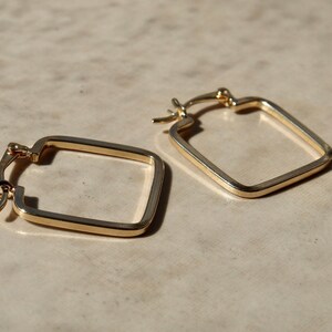 Gold Square Hoop Earrings | Geometric Square Earring | Thin Square ...