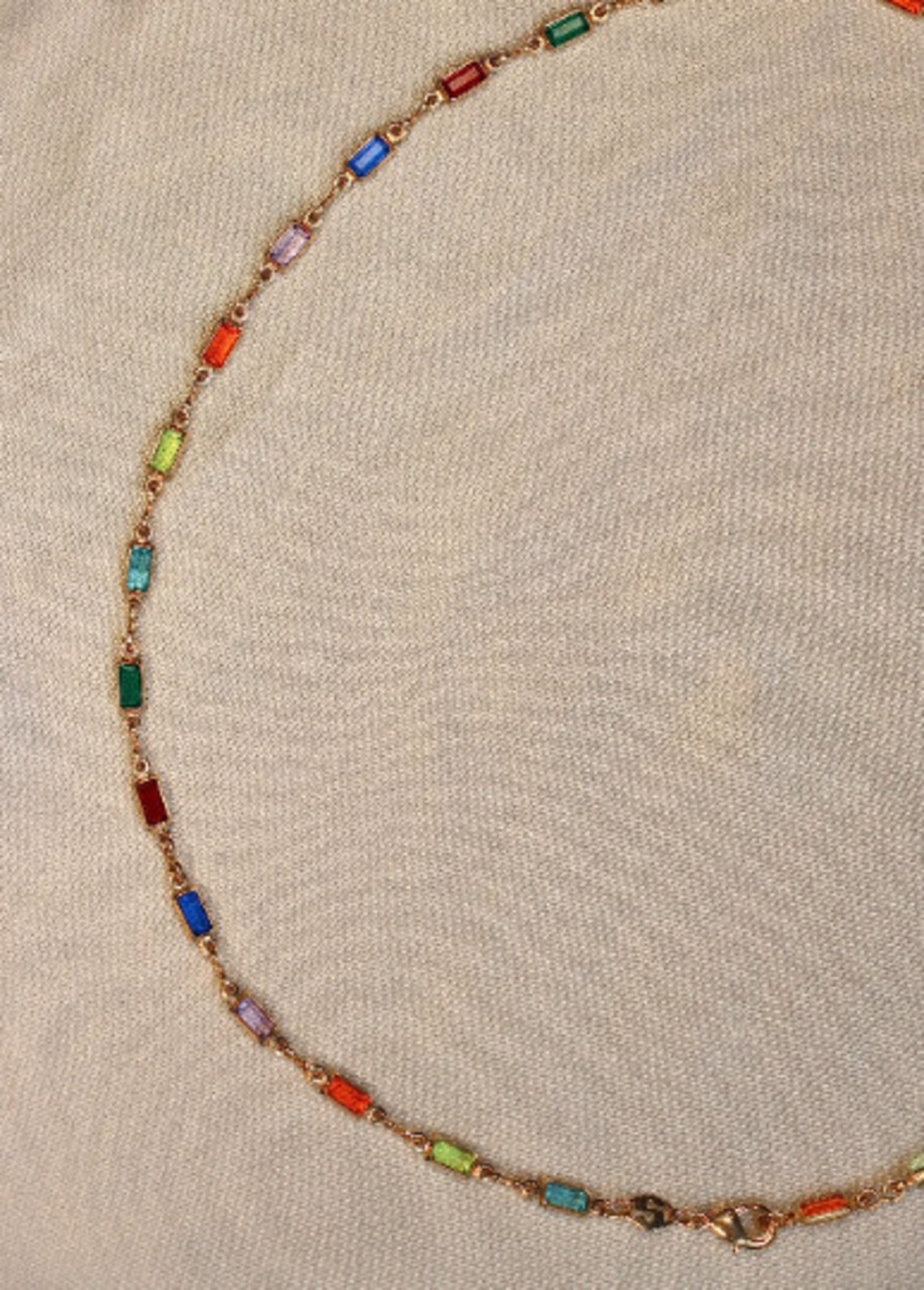 Multicolor Chain Necklace 18k Gold Filled Necklace Crystal - Etsy