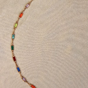 Multicolor Chain Necklace | 18k Gold Filled Necklace | Crystal Necklace ...