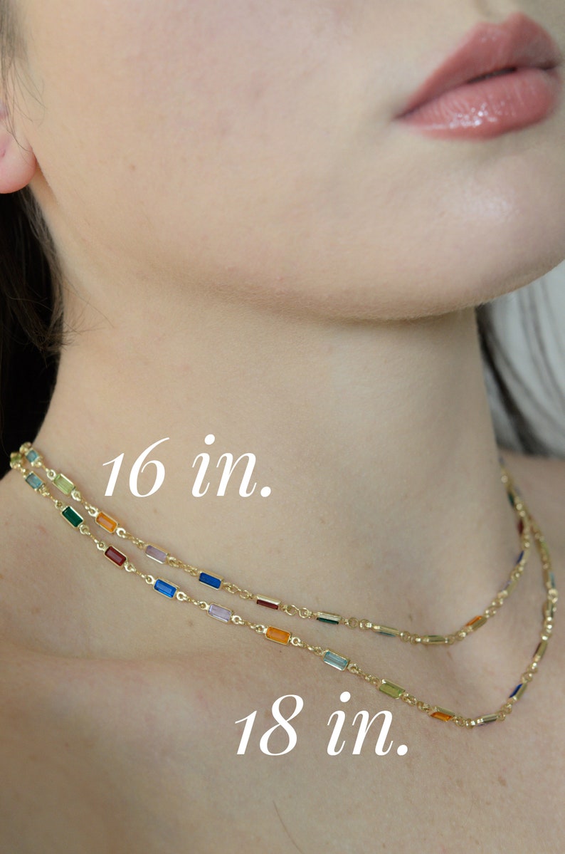 Multicolor Chain Necklace | 18k Gold Filled Necklace | Crystal Necklace ...