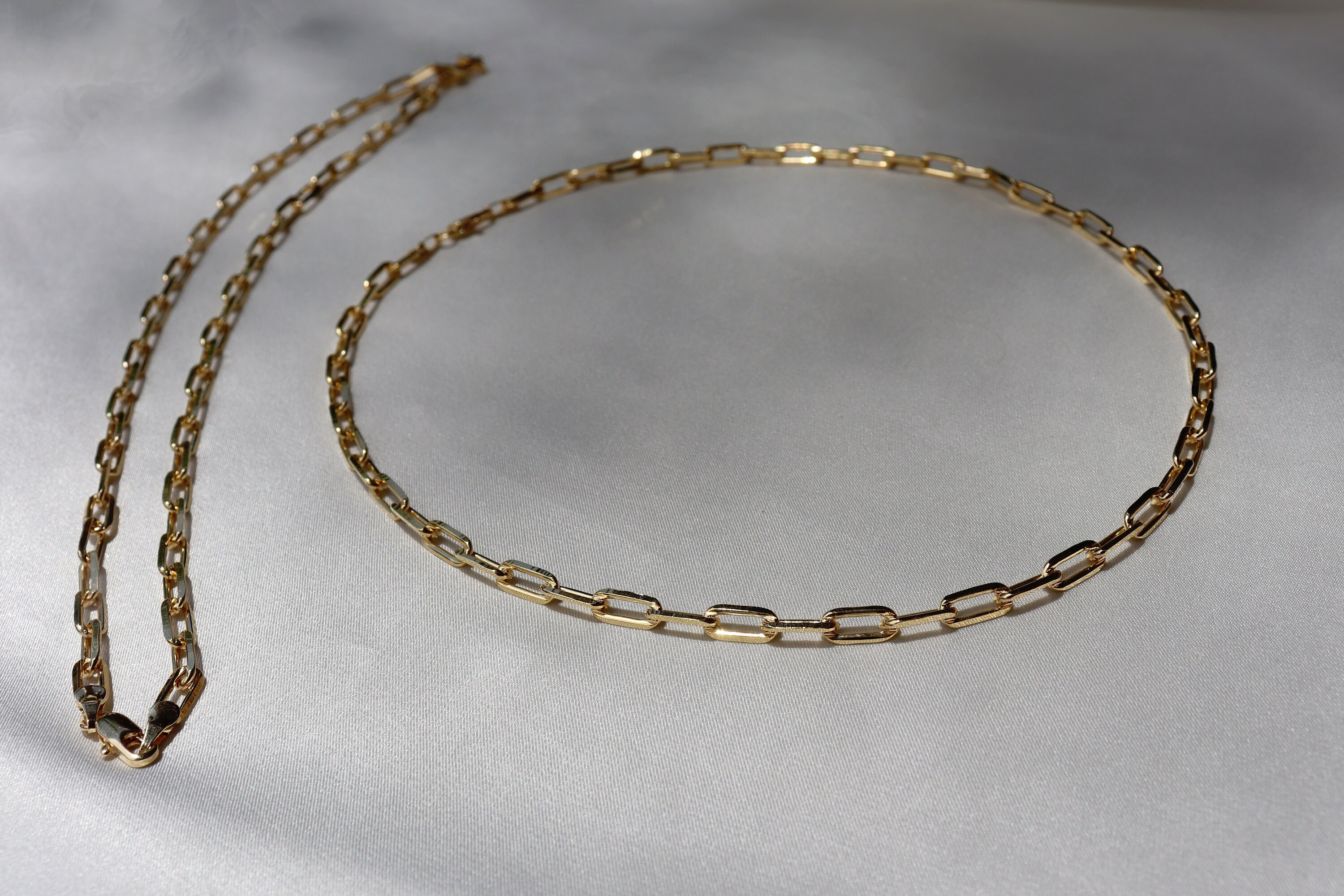 Gold Link Chain Necklace Rectangle Chain Link Necklace - Etsy